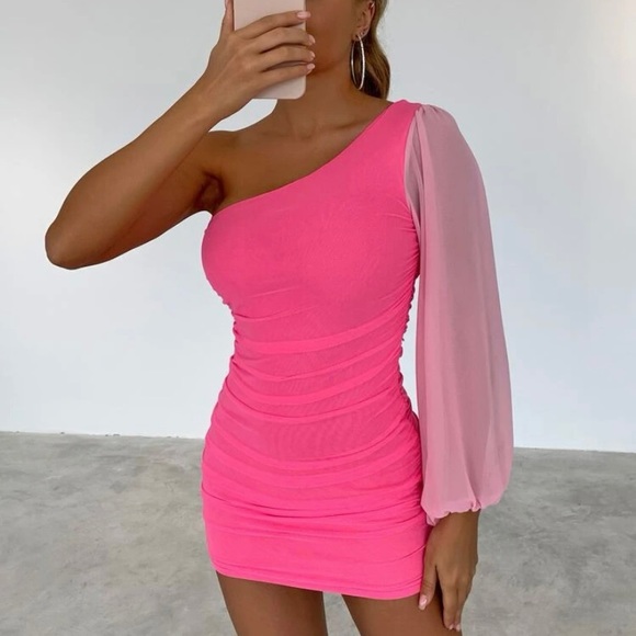 SHEIN | Dresses | Hot Pink Shein Mini Dress | Poshmark